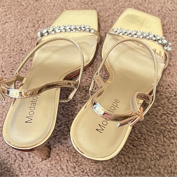 Shoes | Modatope Strappy Sandals With Rhinestone Heels Sandals Open Toe ...